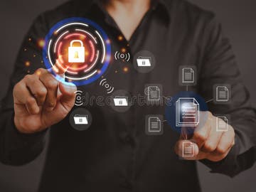 Data Encryption Security. Document Management System. Stock Image - Image of businessman ...