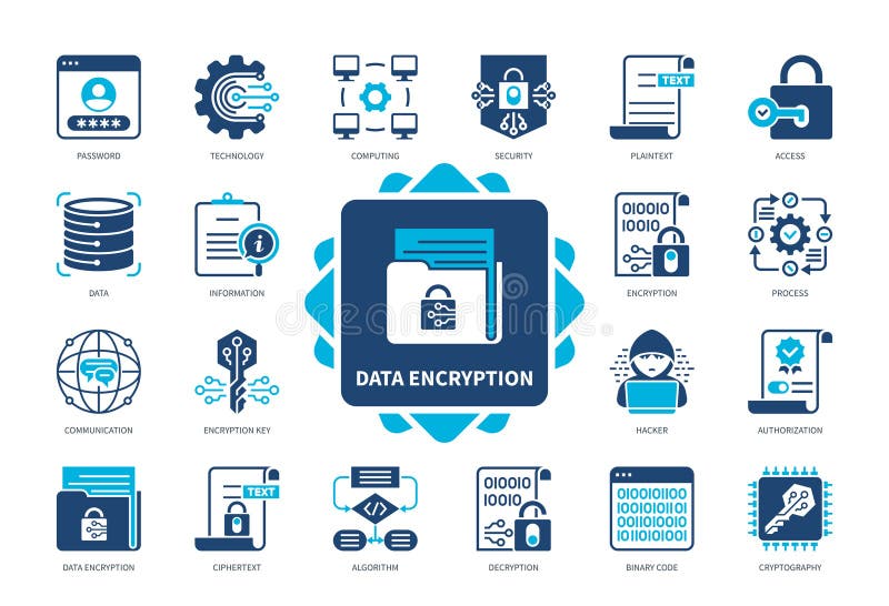 Data Encryption Infographics in Minimal Flat Line Style Stock ...