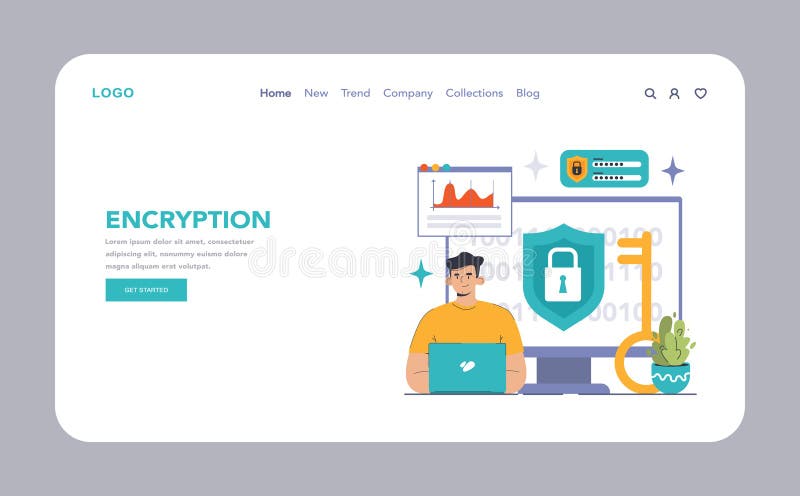 Data Encryption Web or Landing Stock Illustration - Illustration of ...