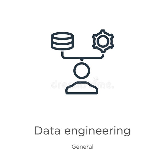 Data Engineering Icon. Thin Linear Data Engineering Outline Icon Isolated on White Background ...