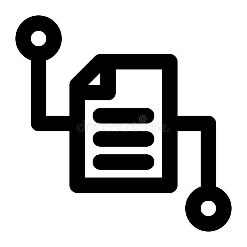 Data Hub, Data Interaction Outline Icon Stock Image - Illustration of ...