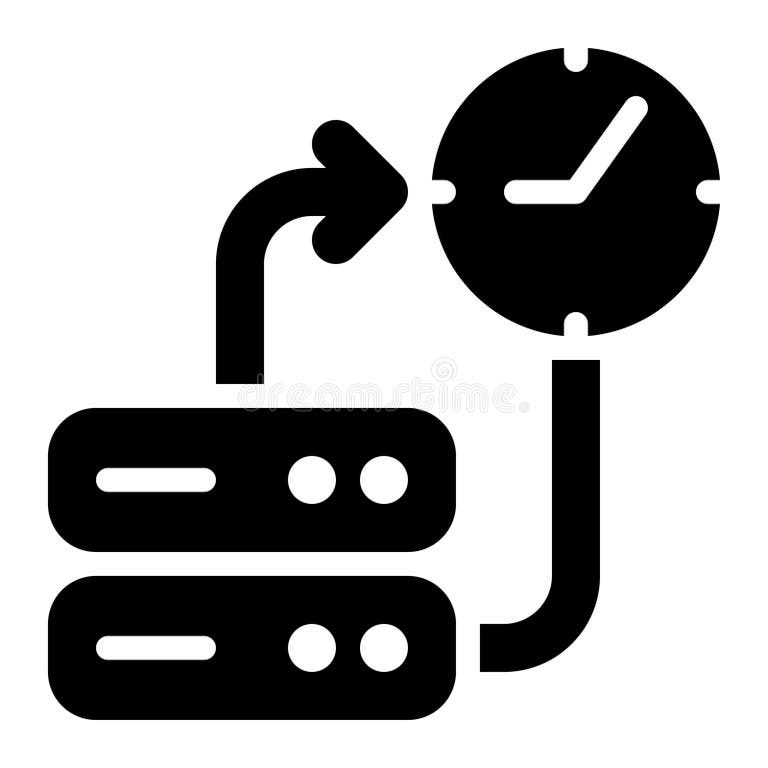 Real Time, Database, Data Storage Glyph Solid Icon Stock Illustration ...