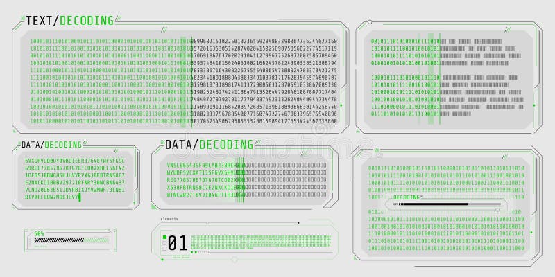 Data Entry and Text Decoding on Futuristic Interface Screen. Stock ...