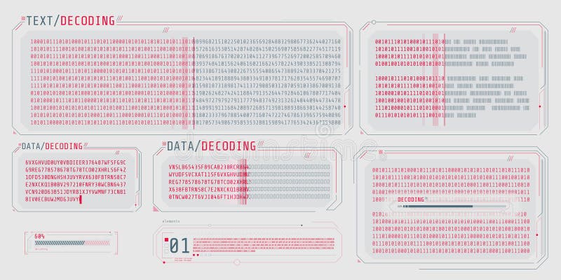 Data Entry and Text Decoding on Futuristic Interface Screen. Stock ...
