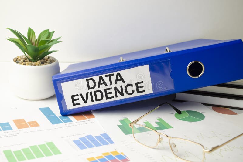 Data Evidence Words on Blue File Folder and Charts Stock Photo - Image ...