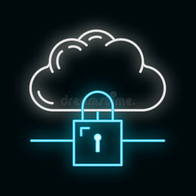 Data Exchange Cloud Icon Glow Neon Style, Remote Info Storage, Database ...