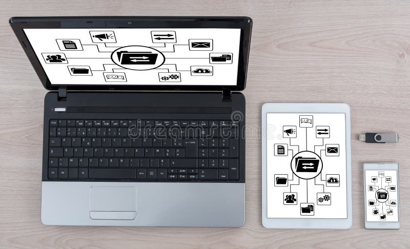 Data Exchange Concept on Different Devices Stock Image - Image of copy ...
