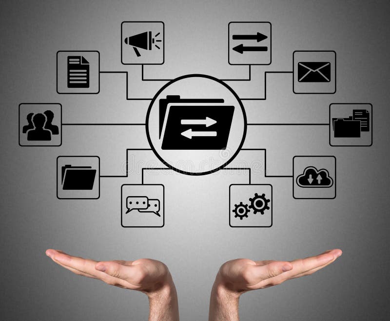 Data Exchange Concept Sustained by Open Hands Stock Image - Image of ...