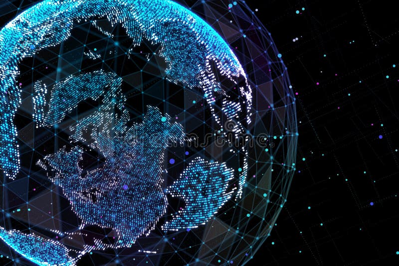 Data Exchange and Global Network Over the World 3d Illustration. Stock ...