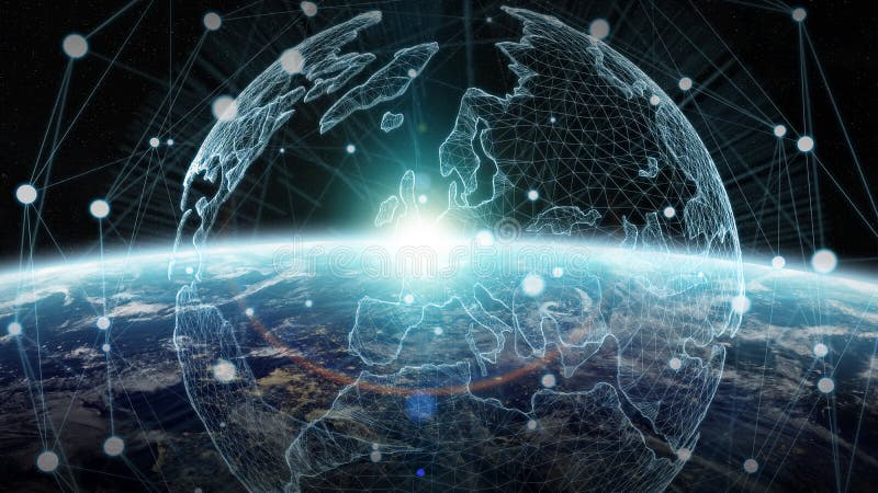 Data Exchange and Global Network Over the World 3D Rendering Stock ...