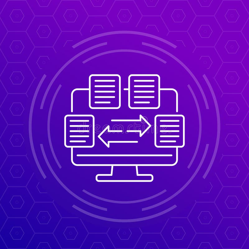 Data Exchange Icon with Documents, Line Vector Stock Vector ...