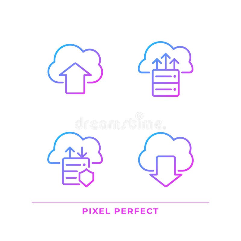Data Exchange Via Cloud Resources Pixel Perfect Gradient Linear Vector ...