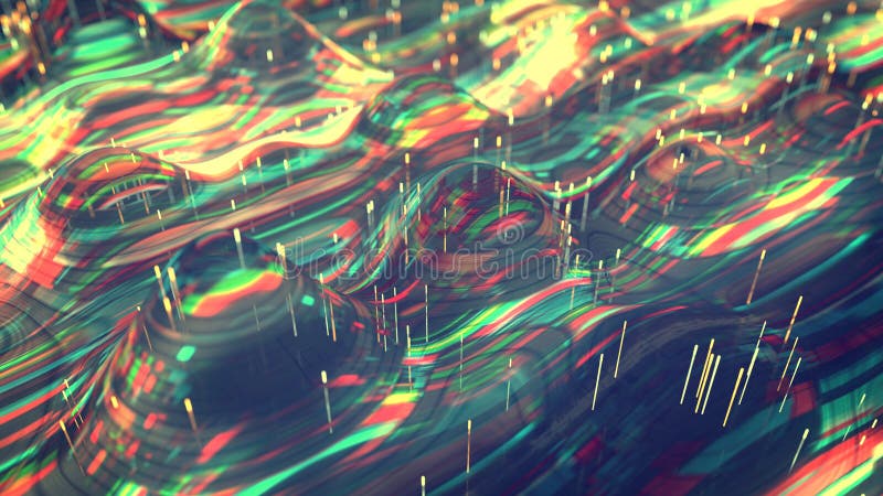 Glitch Wave Function Visualization 3D Render Illustration Stock ...