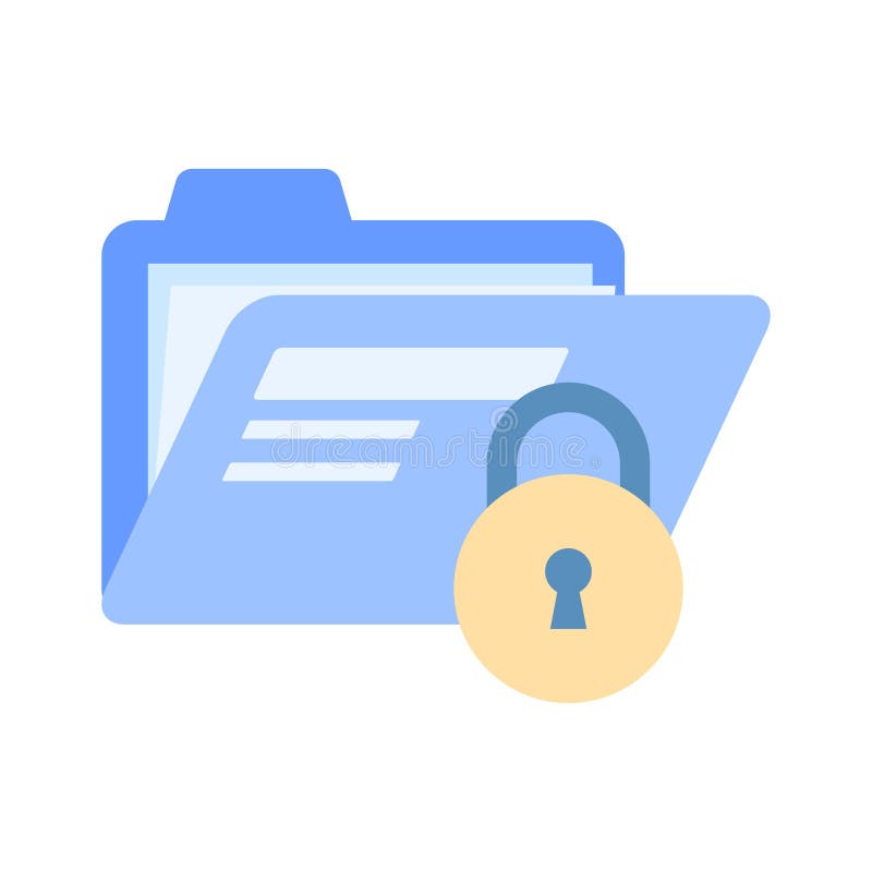Data File with Padlock Showing Flat Concept Icon of Secure Folder, Data Security Vector Stock ...