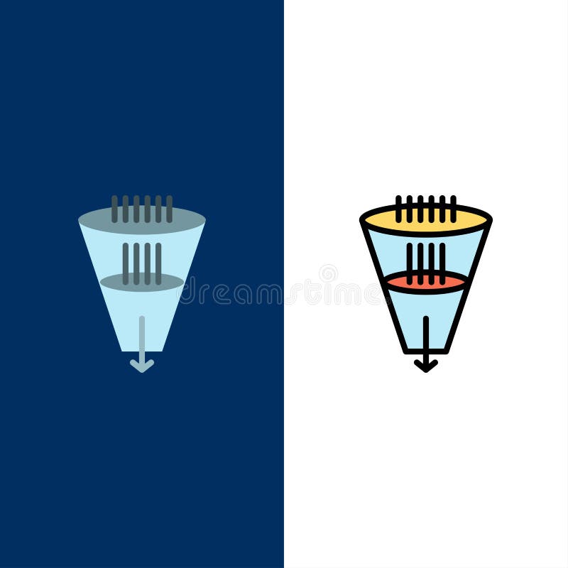 Data, Filter, Filtering, Filtration, Funnel Icons. Flat and Line Filled ...