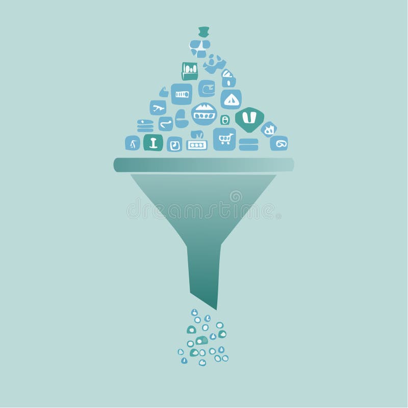 Data Filtering and Analysis Funnel Concept Stock Image - Illustration ...