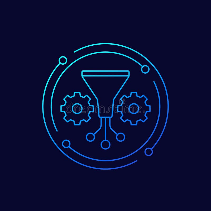 Data Filtering Icon, Linear Design Stock Vector - Illustration of line ...