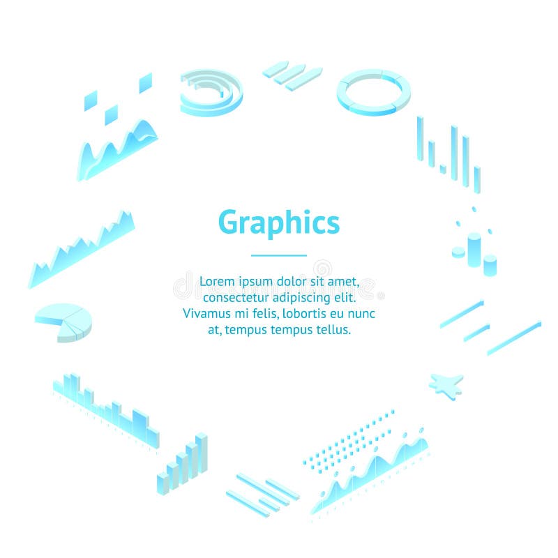 Data Financial Graphs Concept Banner Card Circle 3d Isometric View ...