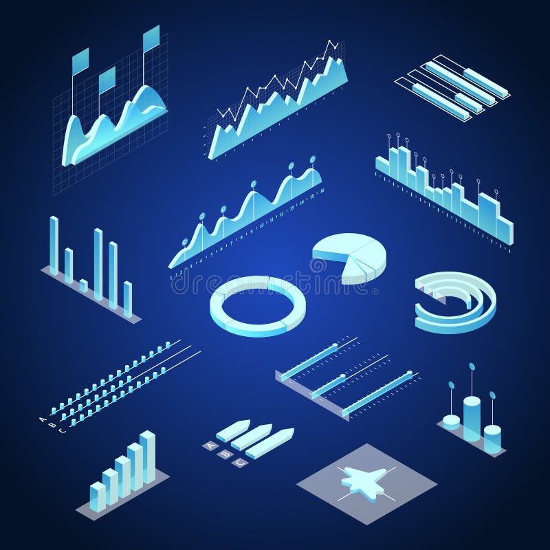 Data Financial Graphs Concept 3d Isometric View. Vector Stock Vector ...