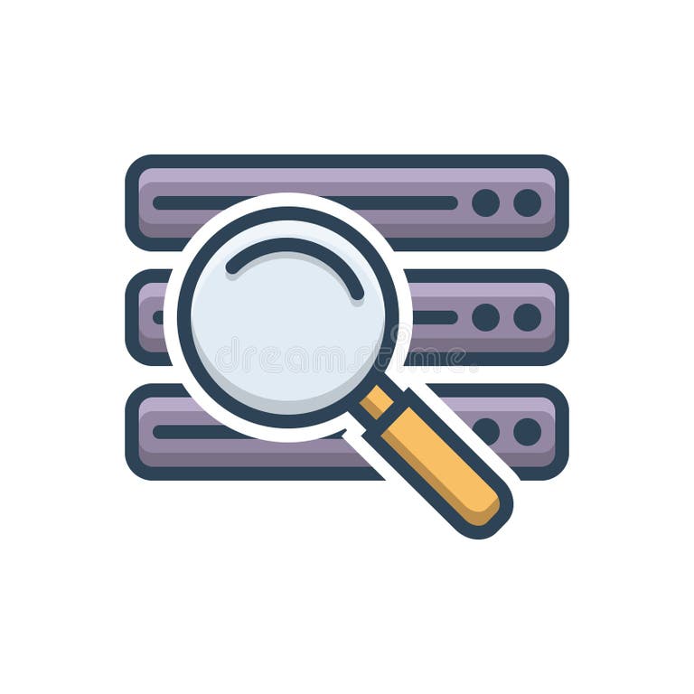 Color Illustration Icon for Data Find, Search and Database Stock ...