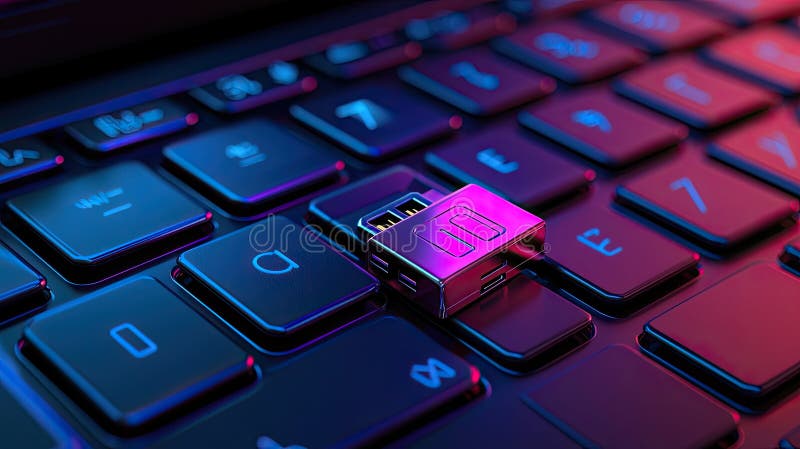 The Data Flash Drive is on the Keyboard. Selective Focus Stock Photo ...