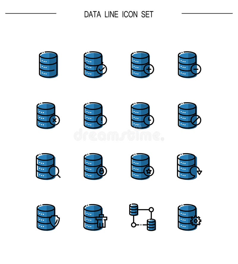 Data flat icon set. stock vector. Illustration of icon - 85701423