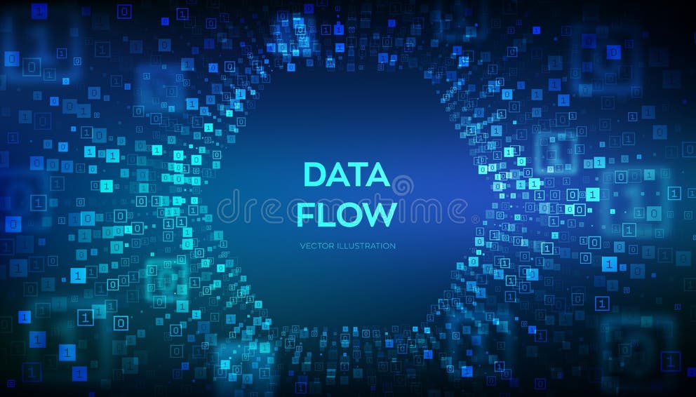 Data Flow Binary Data Flow Tunnel Virtual Tunnel Warp Coding Programming Or Hacking Concept