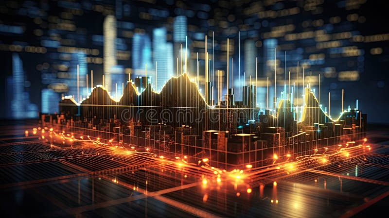 Data Flow Chart Over Big City Stock Illustration - Illustration of ...