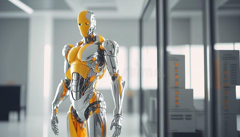 Robot with Hologram Data Flow Concept Networking. Technology Concept ...