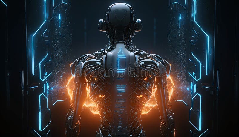 Robot Data Flow Concept Networking. Stock Illustration - Illustration ...