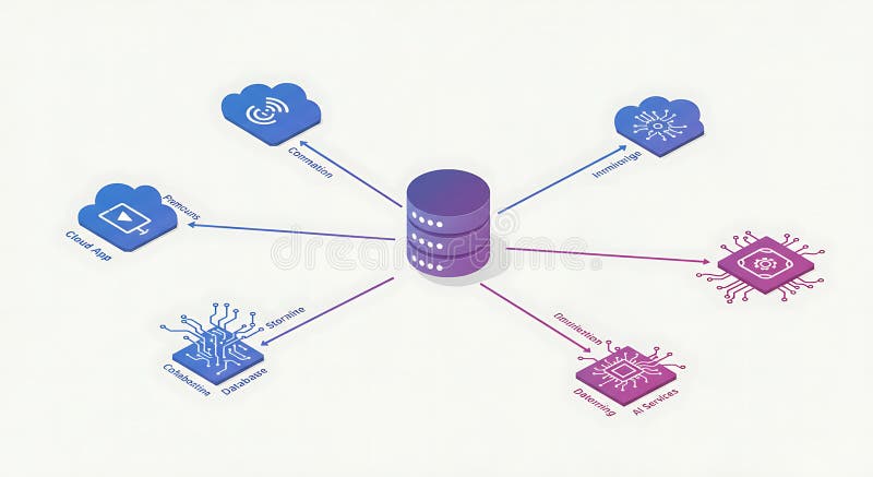 Data Flow Diagram Illustrating Database Connection Stock Illustration ...