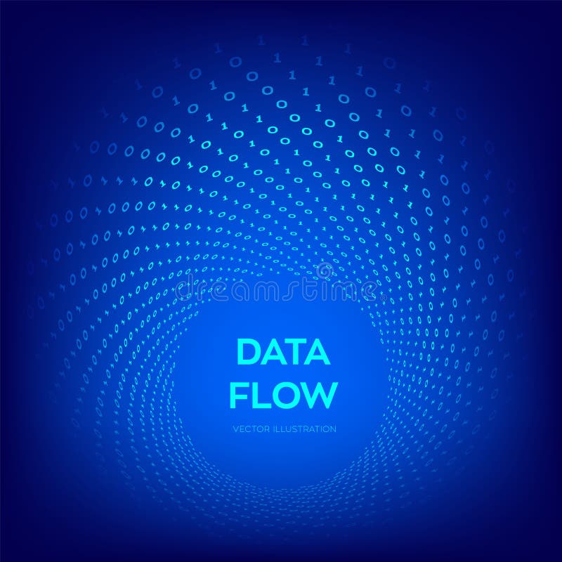 Data Flow Digital Code Binary Data Flow Big Data Virtual Tunnel Warp Coding Programming Or