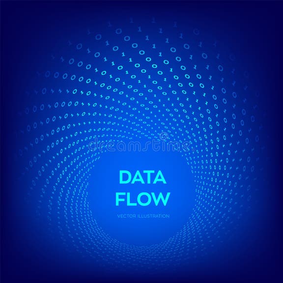 Data Flow Digital Code Binary Data Flow Big Data Virtual Tunnel Warp Coding Programming Or