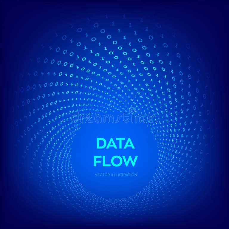 Data Flow Digital Code Binary Data Flow Big Data Virtual Tunnel Warp Coding Programming Or