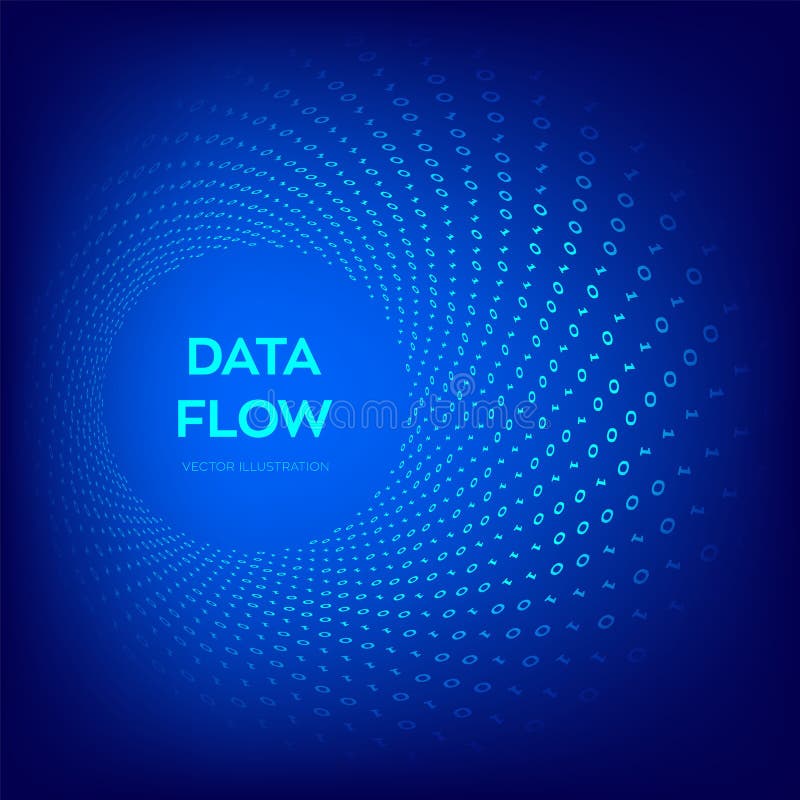 Data Flow. Digital Code. Binary Data Flow. Big Data. Virtual Tunnel ...