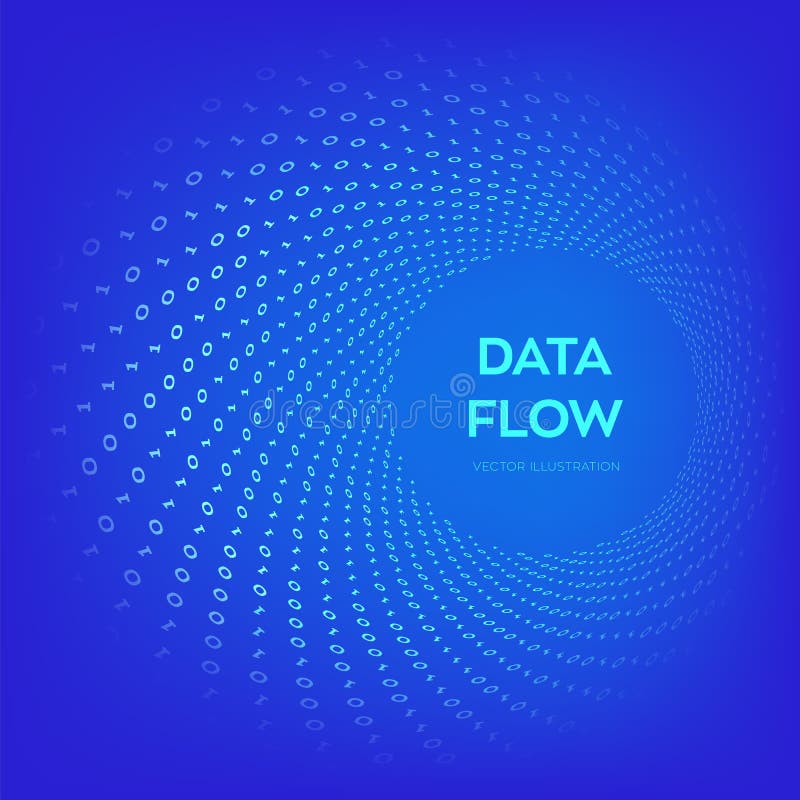Data Flow Digital Code Binary Data Flow Big Data Virtual Tunnel Warp Coding Programming Or