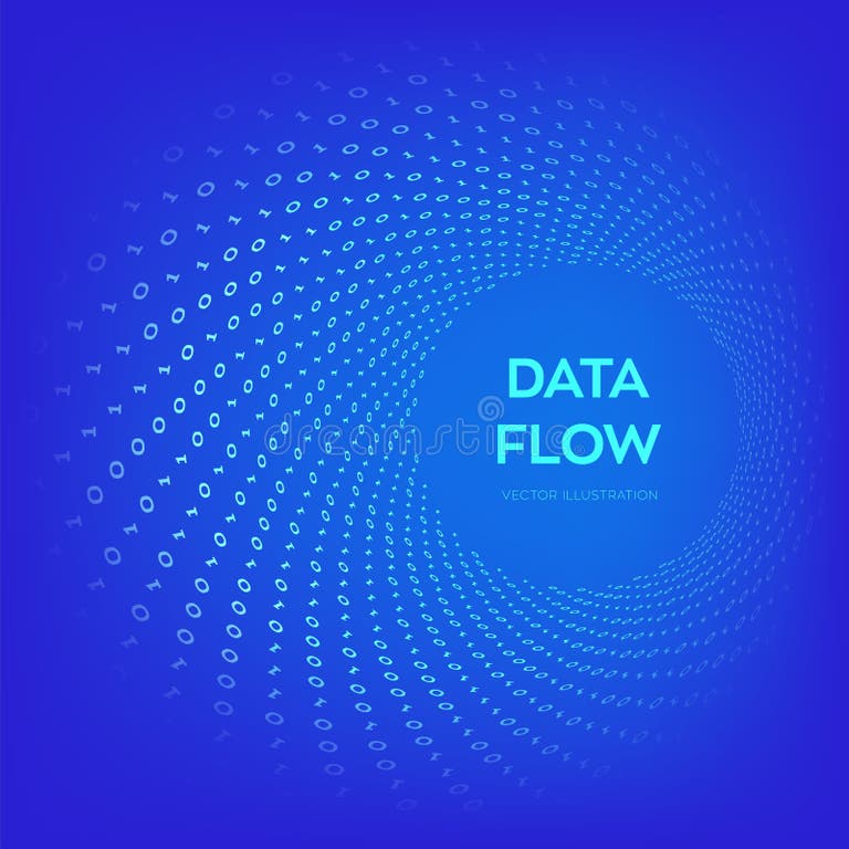 Data Flow Digital Code Binary Data Flow Big Data Virtual Tunnel Warp Coding Programming Or