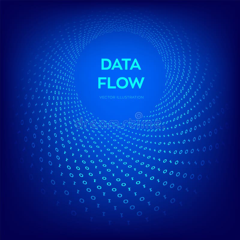 Data Flow Digital Code Binary Data Flow Big Data Virtual Tunnel Warp Coding Programming Or