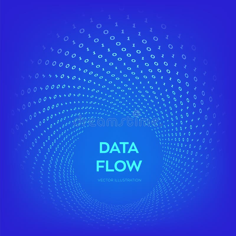 Data Flow Digital Code Binary Data Flow Virtual Tunnel Warp Coding Programming Or Hacking