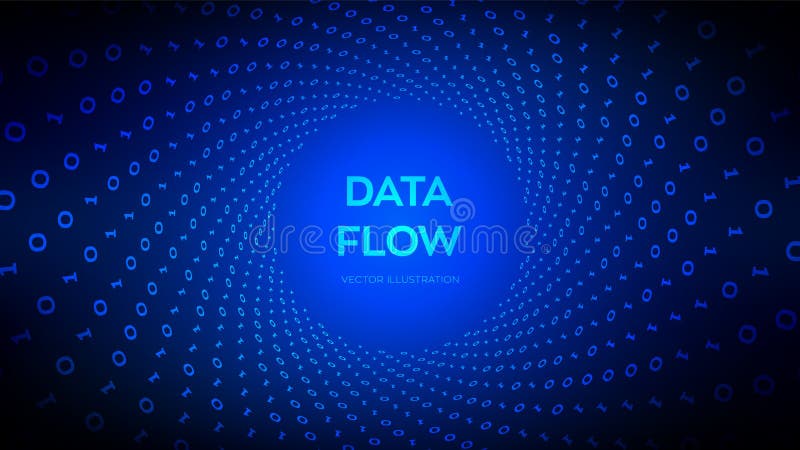 Data Flow Digital Code Binary Data Flow Virtual Tunnel Warp Coding Programming Or Hacking