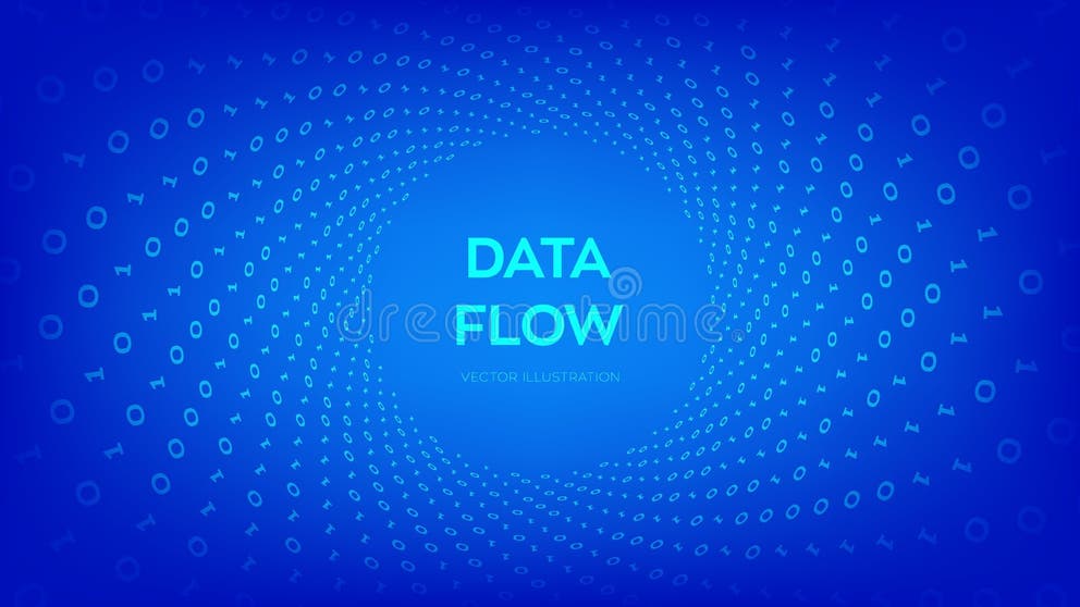 Data Flow Digital Code Binary Data Flow Virtual Tunnel Warp Coding Programming Or Hacking