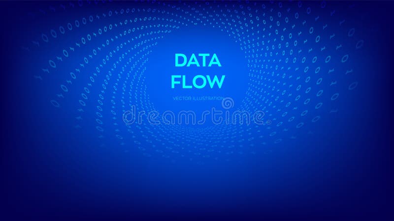 Data Flow Digital Code Binary Data Flow Virtual Tunnel Warp Coding Programming Or Hacking