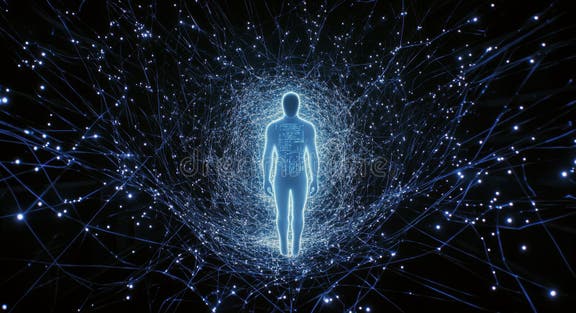 Data Flow of Digital Humans in a Server Room Represents a Technological ...