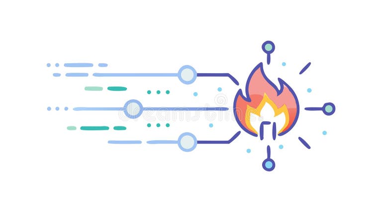 Data Flow and Fire, Energy Efficiency, Digital Transformation, Vector ...