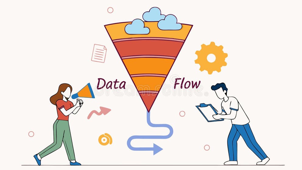 Data Flow Funnel and Information Processing, Vector Design Generative ...