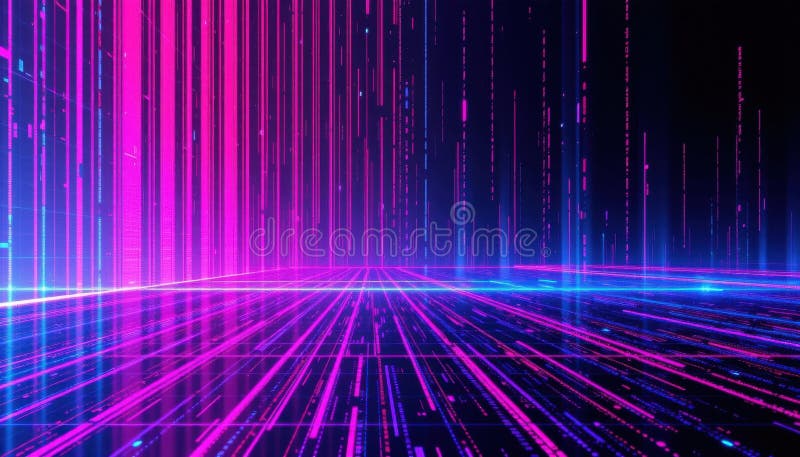 Data Flow Glitch Gradient, Saturated Electric Blue To Deep Magenta with ...