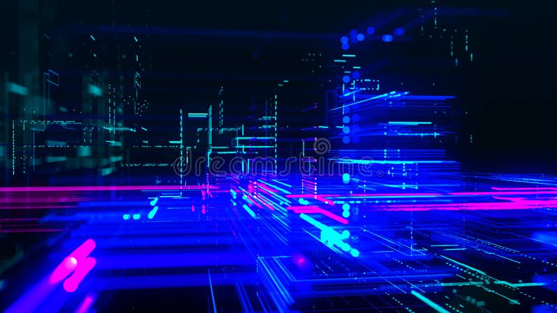 Data Flow Information. Digital Communication Concept. Blue Futuristic ...