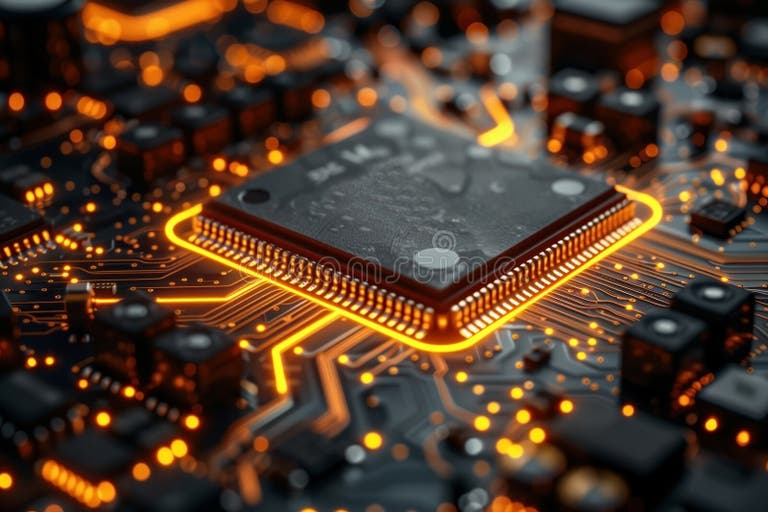 Data Flow in a Motherboard in Pc. Processor among Circuits and ...