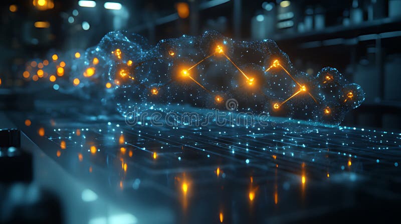 Data Flow, Network, Lab, Glowing, Futuristic, Technology, Transfer, Research Stock Illustration ...