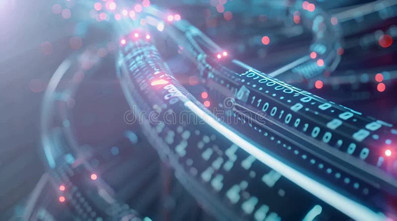 Data Flow through Optical Fiber with Light Flashes. Stock Footage ...